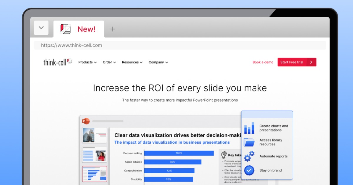 Le damos la bienvenida al nuevo sitio web de think-cell | think-cell